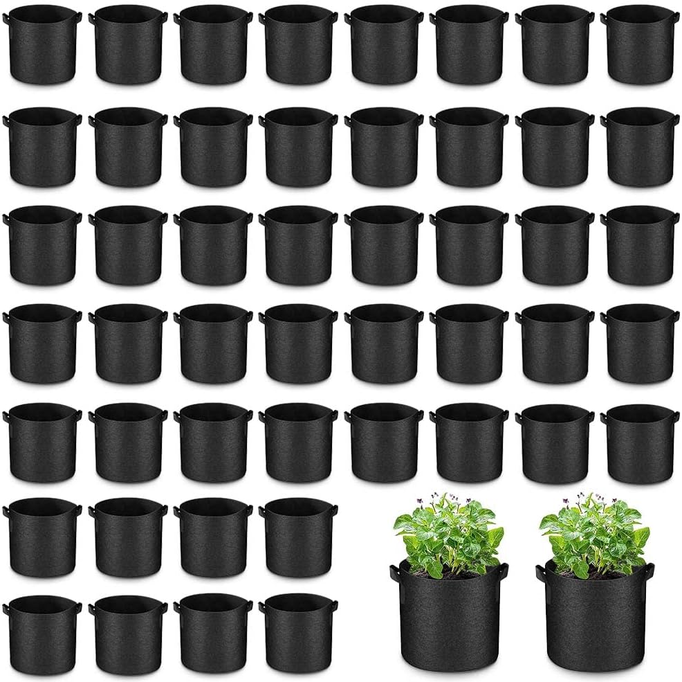 Amazon.com : Airsnigi 50 Pack 7 Gallon Grow Bags Bulk Heavy Duty Fabric ...