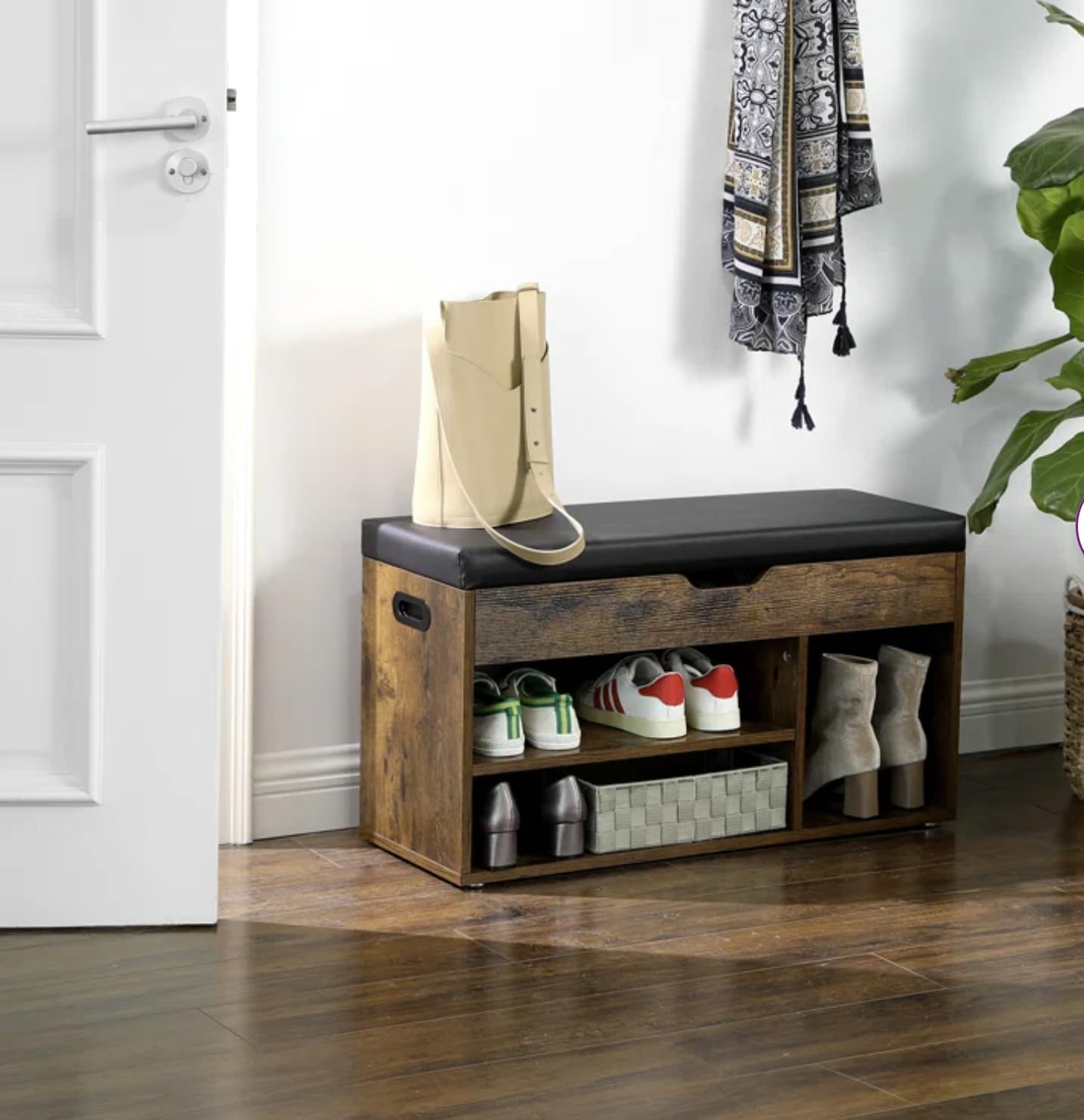 HYGRAD BUILT TO SURVIVE Industrial Wooden Shoe Storage Organizer Bench ...