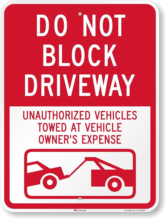 Amazon.com: SmartSign 24 x 18 inch “Do Not Block Driveway ...