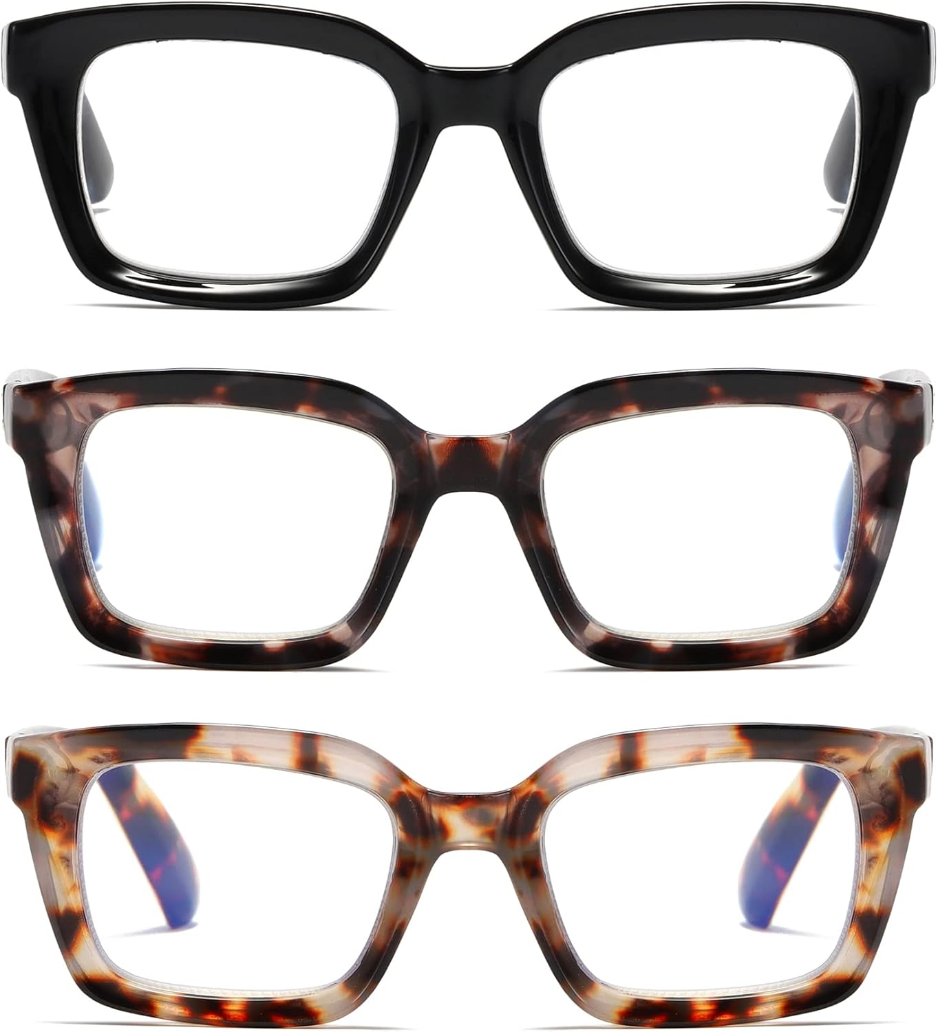 Amazon.com: Hubeye 3 Pairs Retro Oversized Large Frame Reading Glasses ...