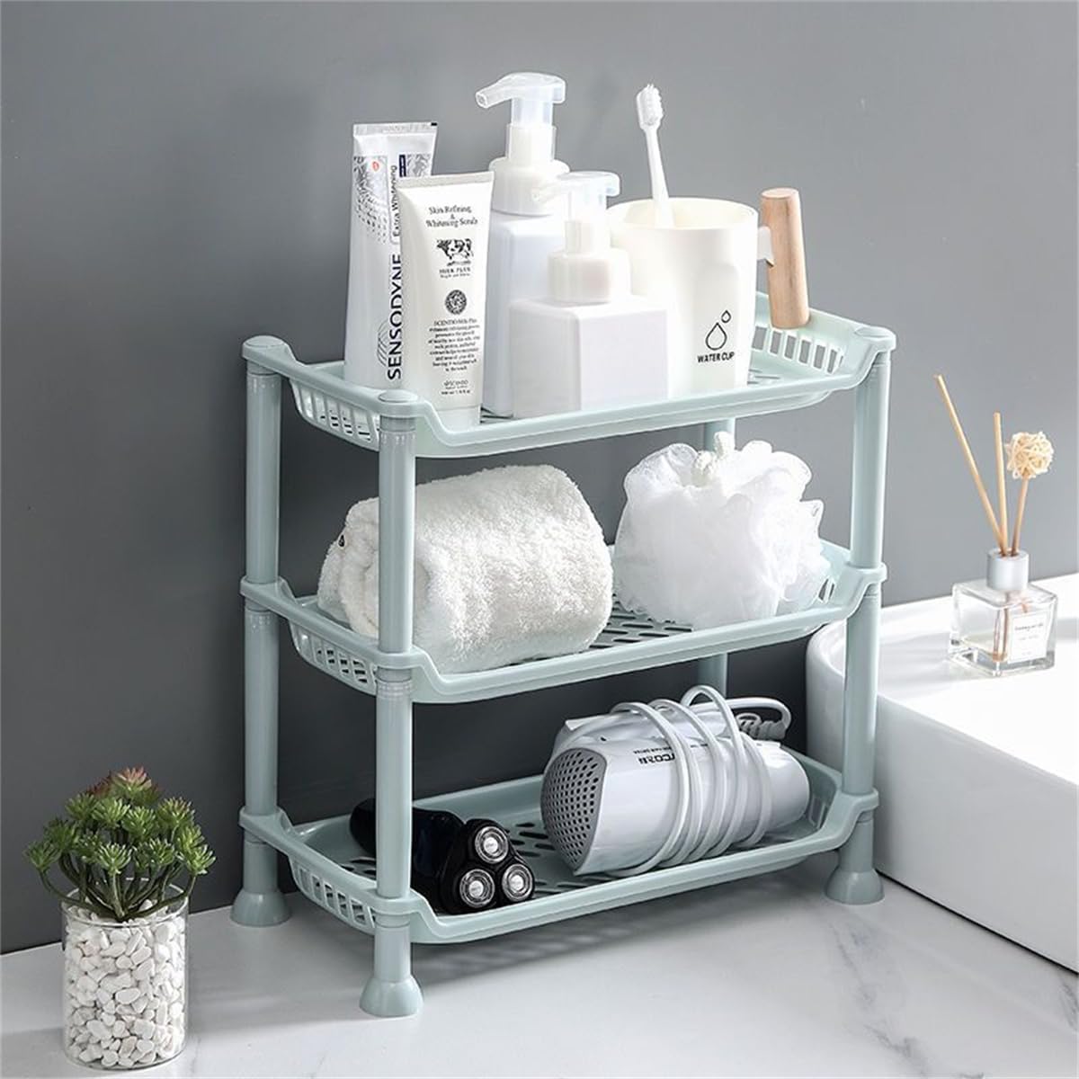Amazon.com: 3 Tier Standing Shower Caddy Organizer Corner, Bathroom ...