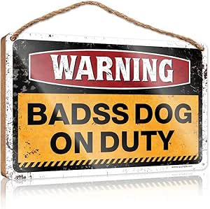 Funny Decor for Bar Warning Badass Dog On Duty Wooden Sign Office Decor ...