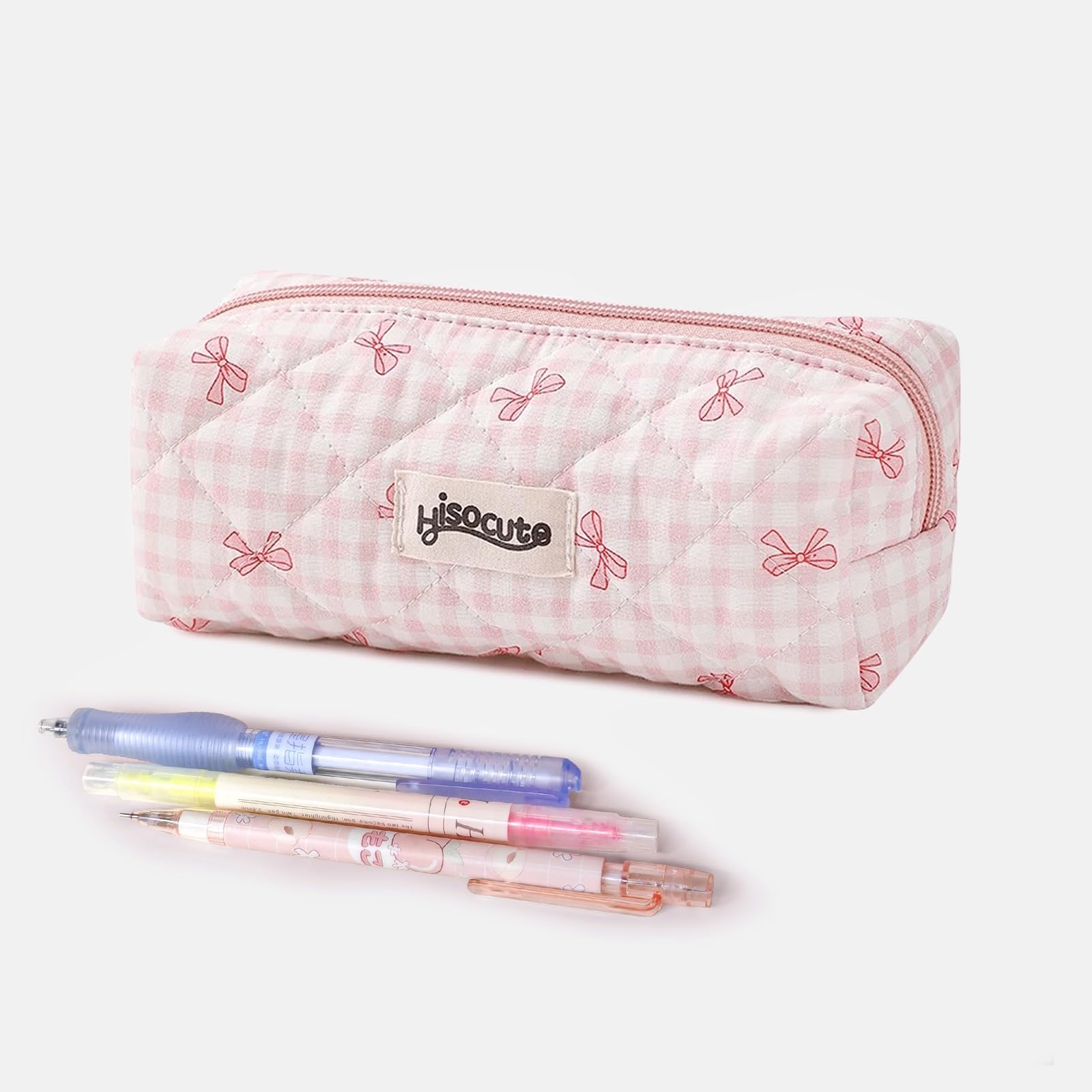 Amazon.com: SGWQBDN Coquette Bow Pencil Pouch, Cute Pink Bow Checkered ...