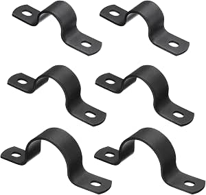 uxcell 6Pcs Metal Pipe Clamps, 3 Sizes Carbon Steel Two Hole Strap U ...