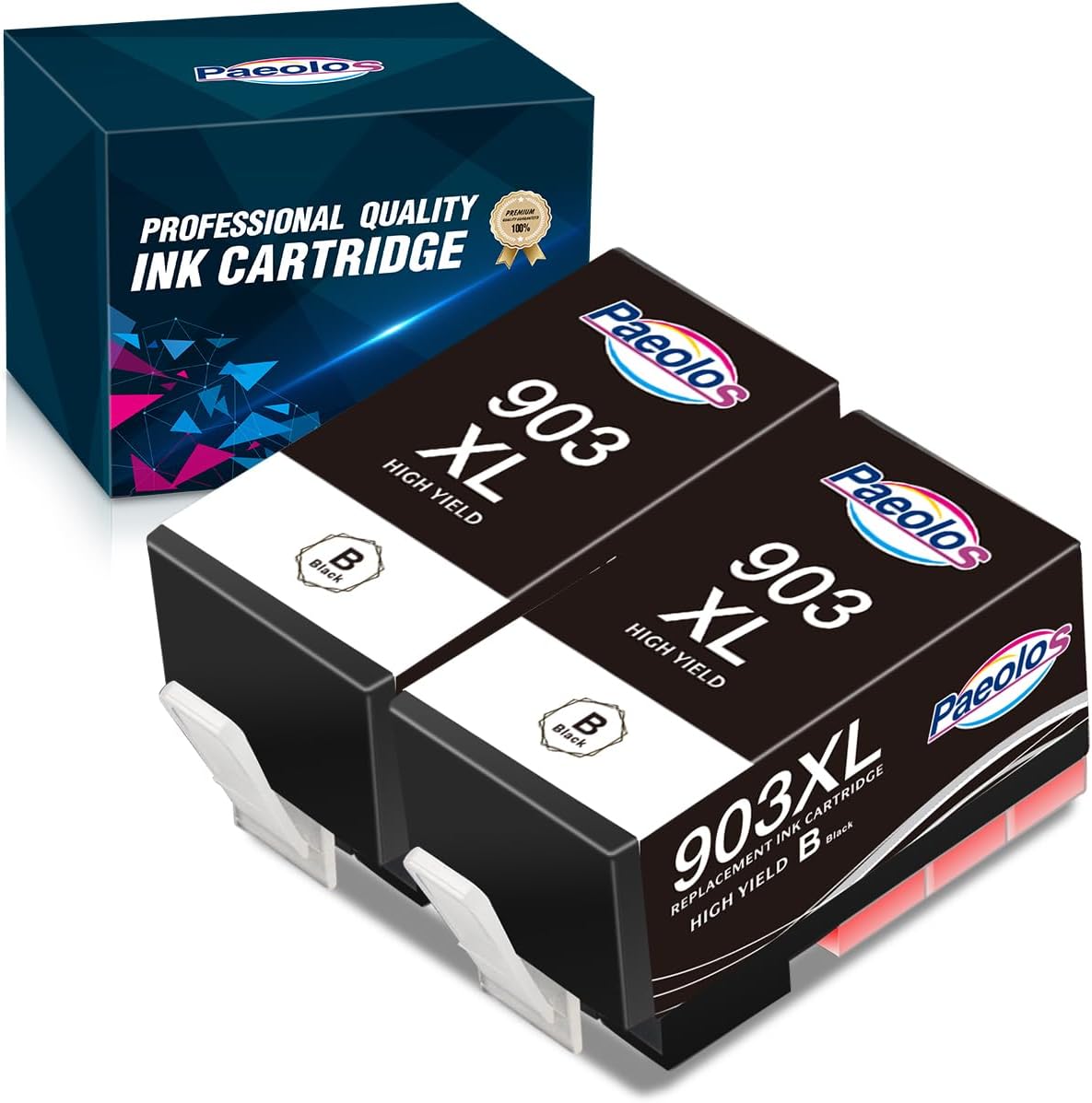 Paeolos 903XL Ink Cartridges Black for HP 903 Ink Cartridges 2 Black ...