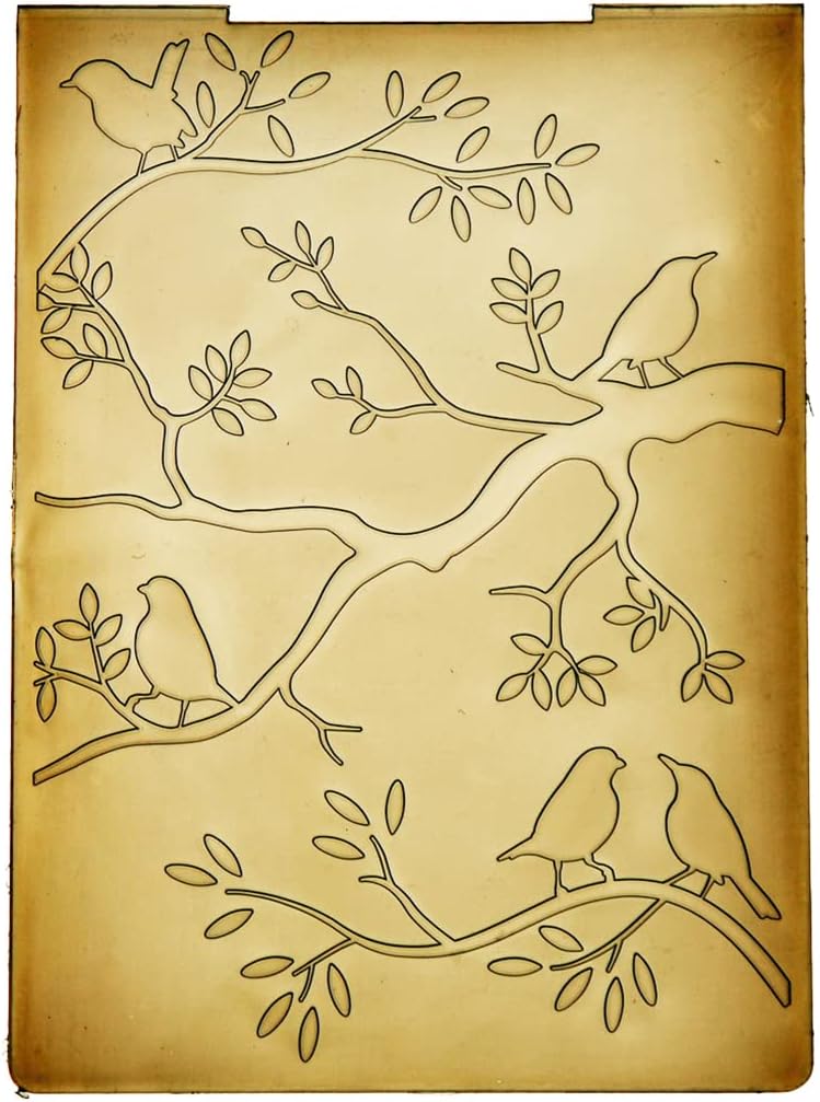 Amazon.com: DDOUJOY Flowers Leaves Bird Background Plastic Embossing ...