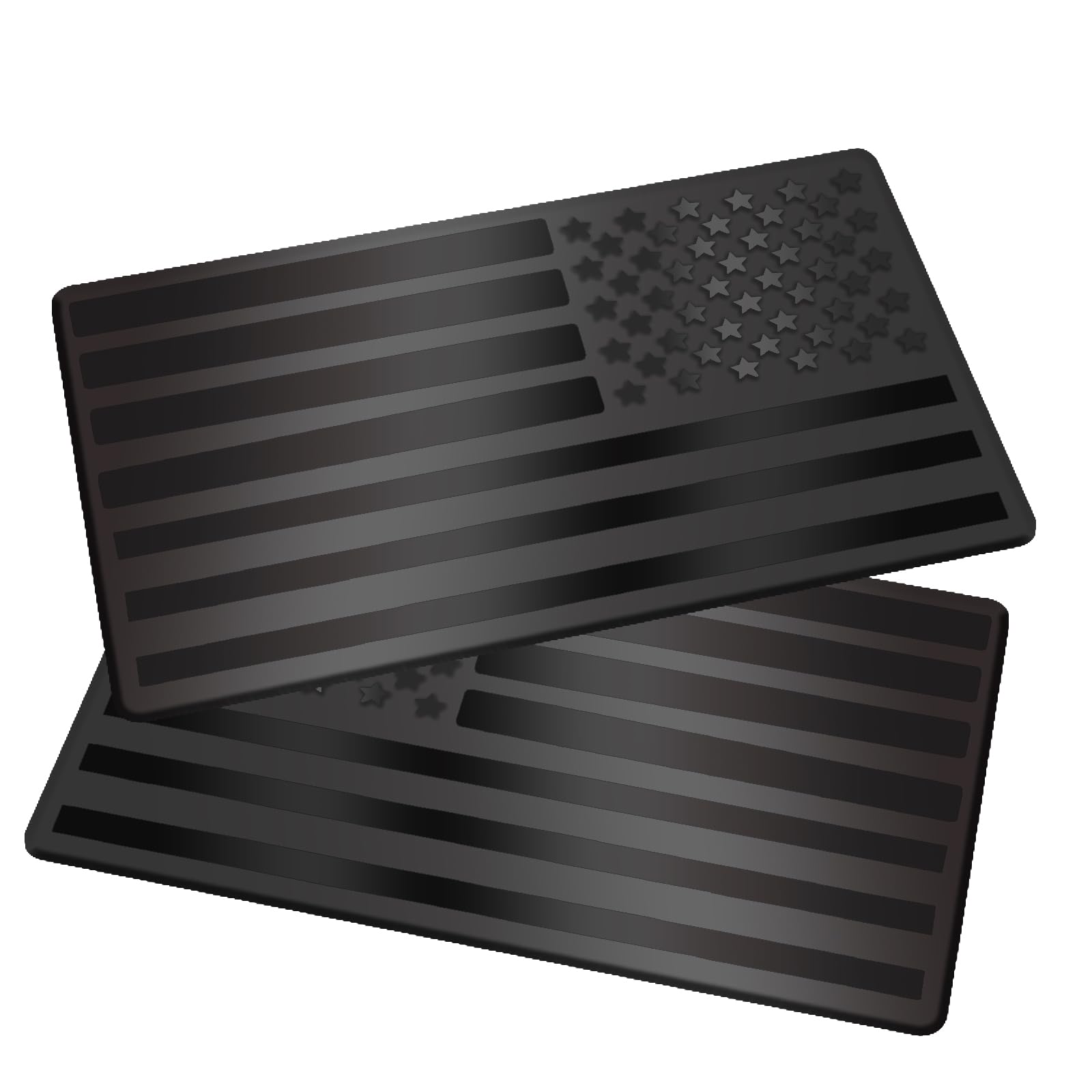 Black USA Car Emblem 2-Pack 3D All Black American Flag Emblem Decals ...