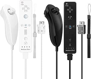 2 Pack FISUPER Remote Controller with Motion Plus for Wii/WII U, 2 in 1 ...