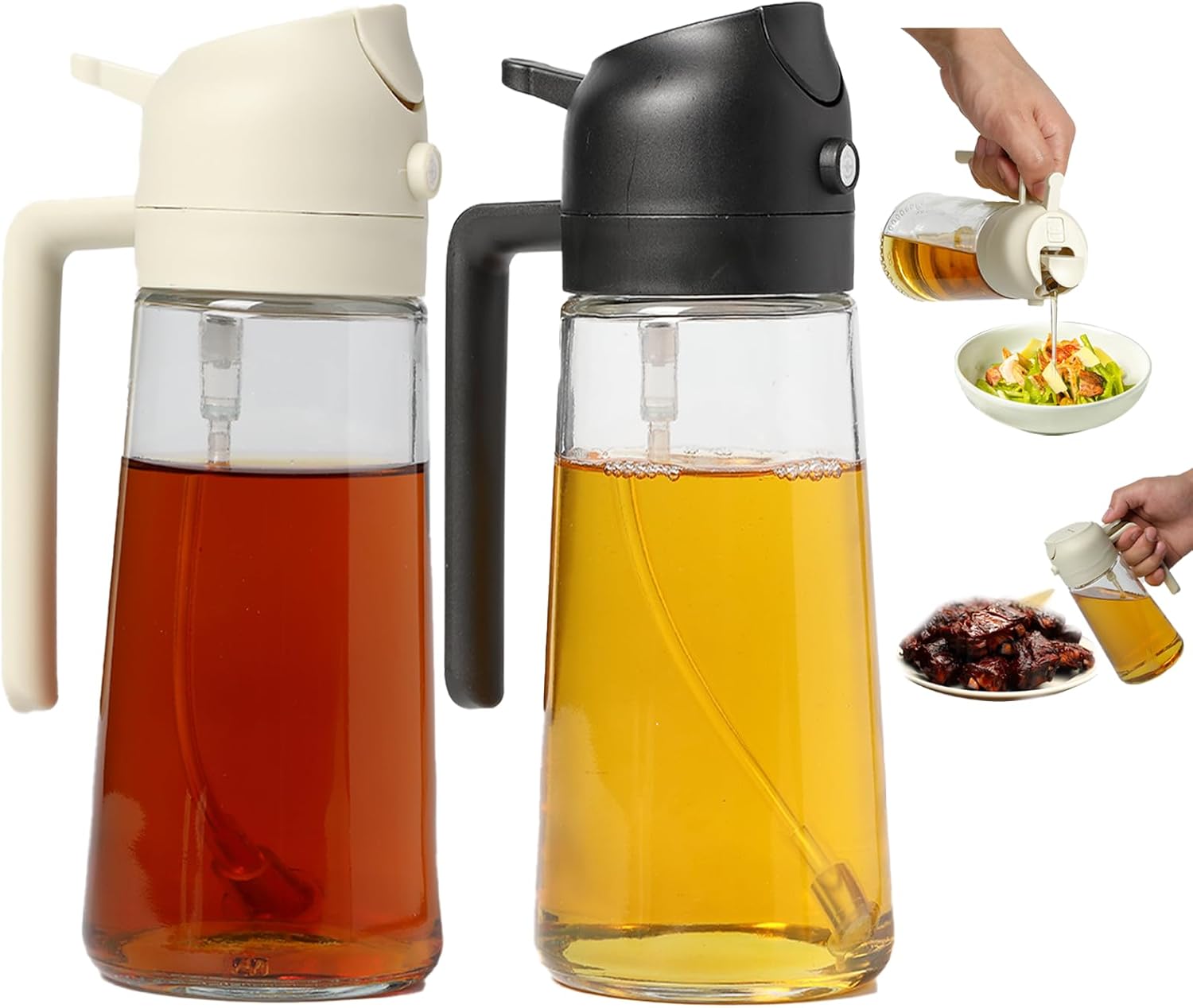 Amazon.com: Rngeo 2 Pack Oil Sprayer for Cooking, 2 in 1 Olive Oil ...