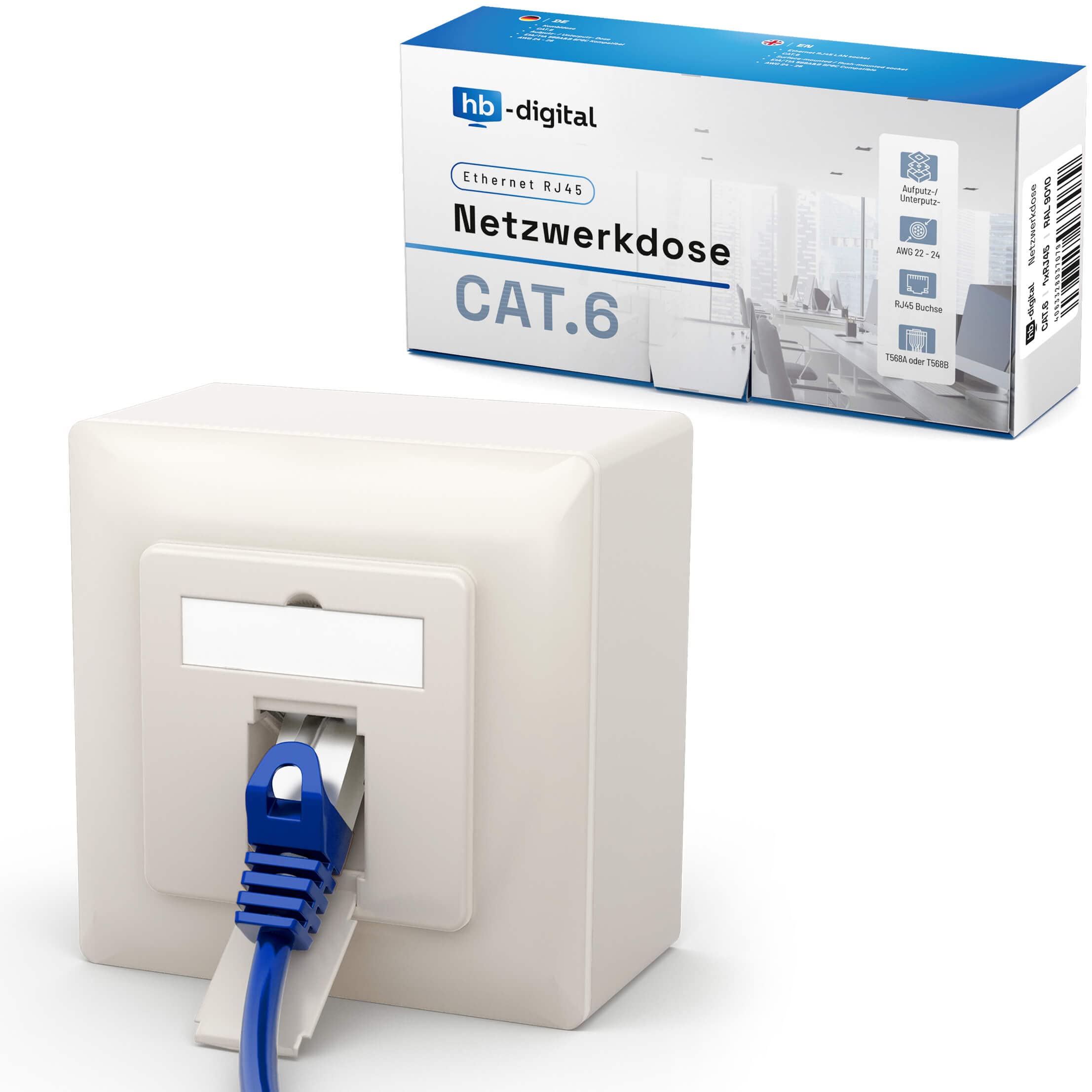 hb-digital 5X CAT 6 Netzwerkdose für CAT.8 CAT.7 CAT.6A CAT.6 CAT.5 ...