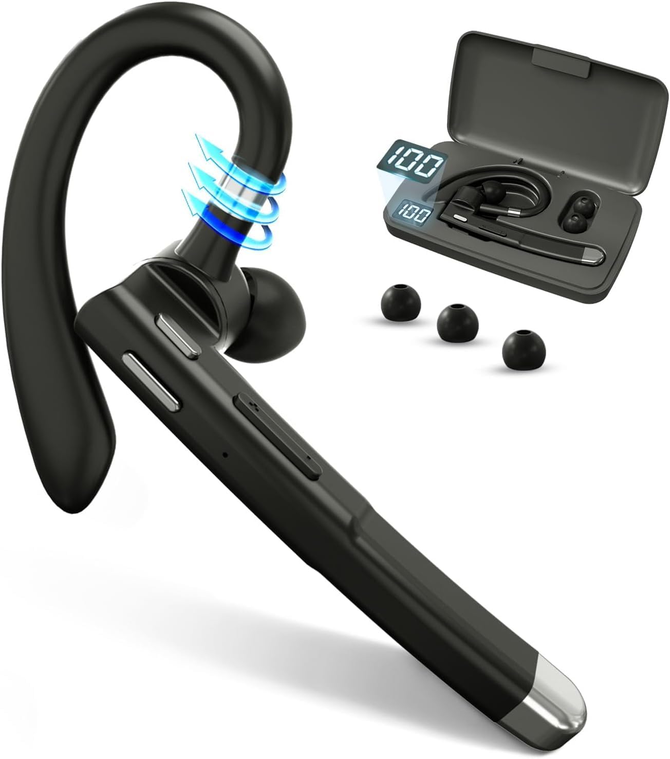 Amazon.com: Bluetooth Headset,Wireless Bluetooth Earpiece with 500mAh ...