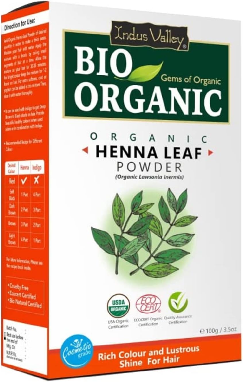 Indus Valley Pure Organic Certified Microfine Henna Leaf Powder For ...
