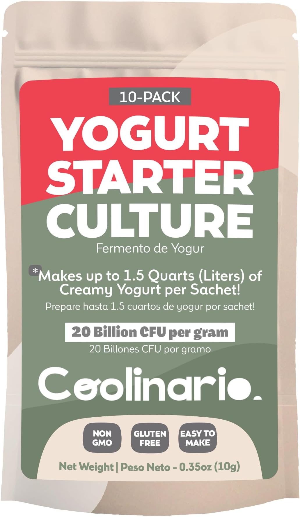 Amazon.com: Coolinario Yogurt Starter Culture (10-Pack, 1g Sachets ...