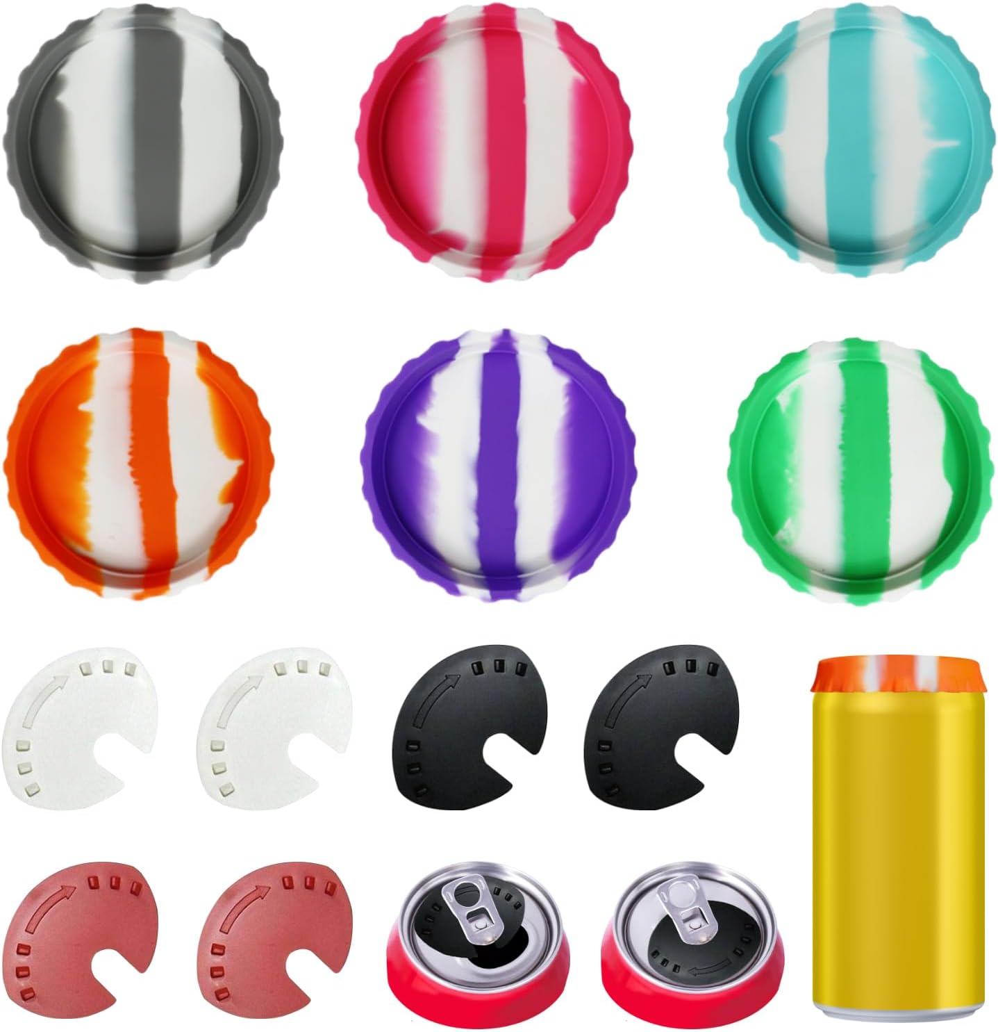 Amazon.com: 12 PCS Silicone Soda Can Covers - Reusable Lids to Keep ...