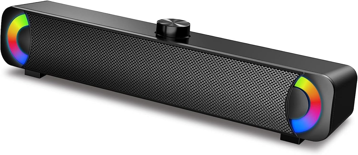 USB Computer Speaker, RGB Desktop Soundbar, Wired Sound Bar with ...
