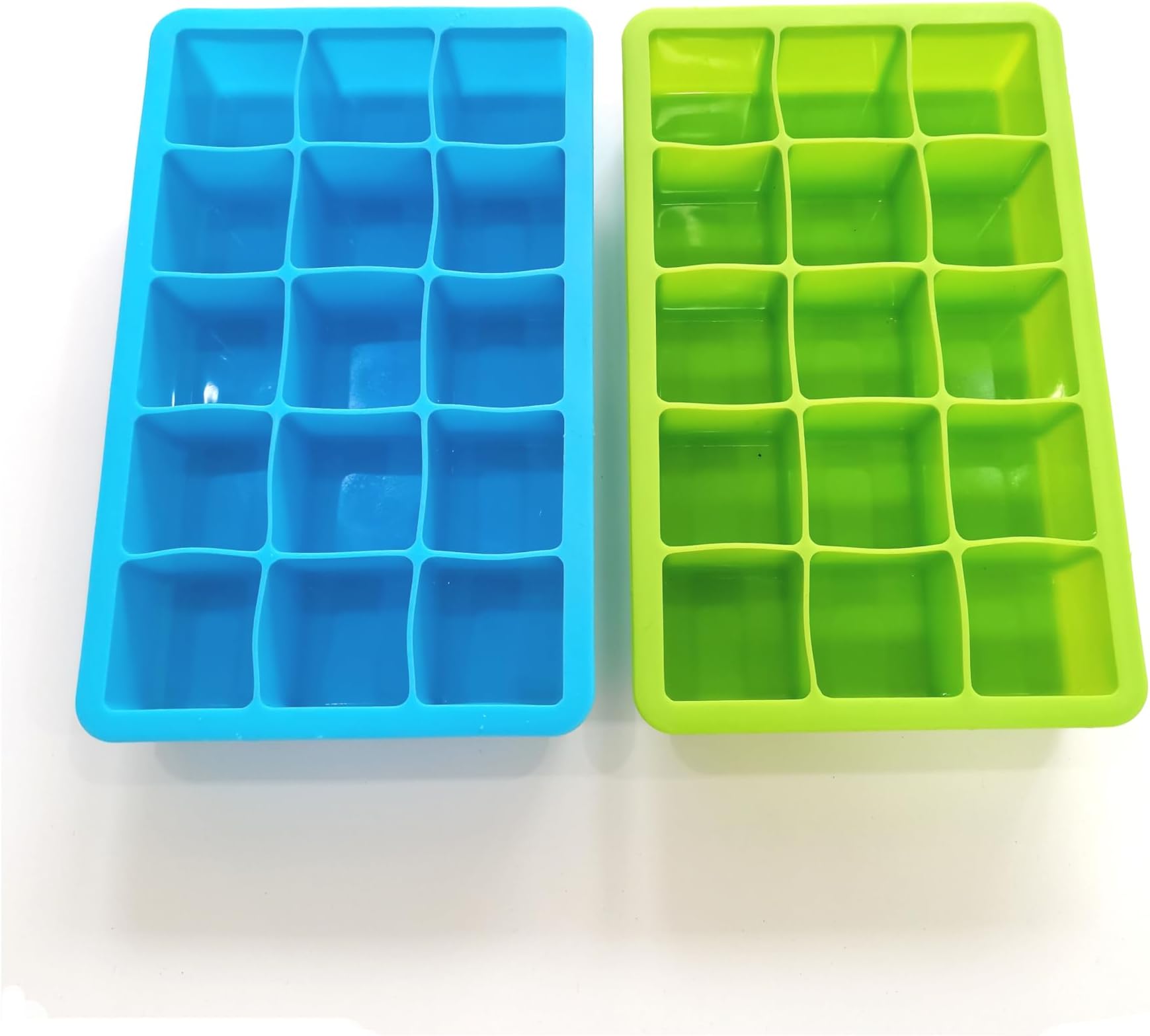 Amazon.com: COLIBROX Silicone Ice Cube Tray (Twin Pack) Blue and Green ...