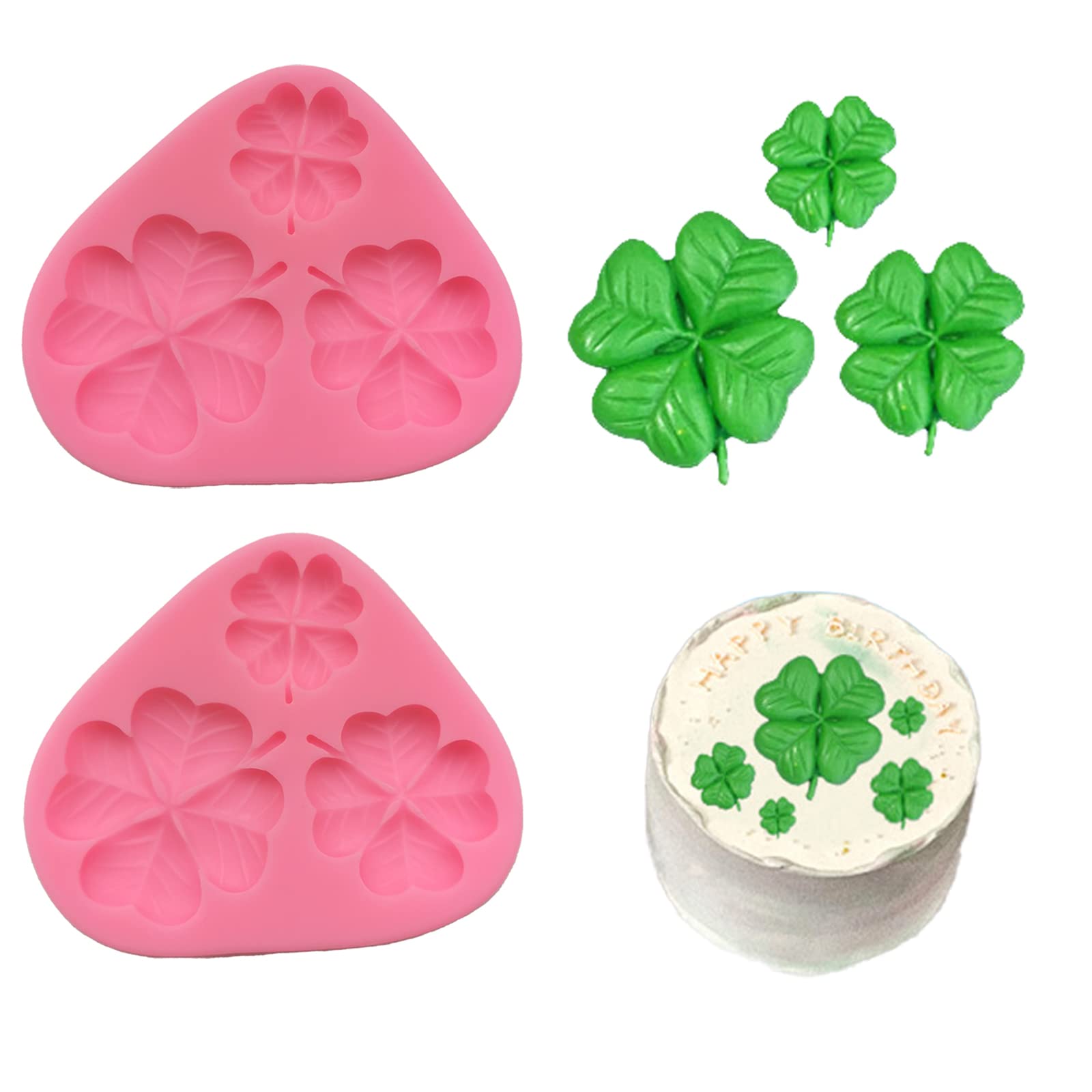 Amazon.com: 2PCS Four Leaf Clover Silicone Molds for Cake Cupcake ...