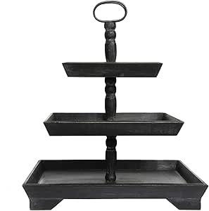 Amazon.com: Creative Co-Op Decorative 3 Tier Tray, Black : Home & Kitchen