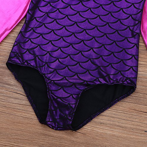 Buy iEFiEL Girls Long Sleeve Fish Scale Metallic Athletic Dance ...