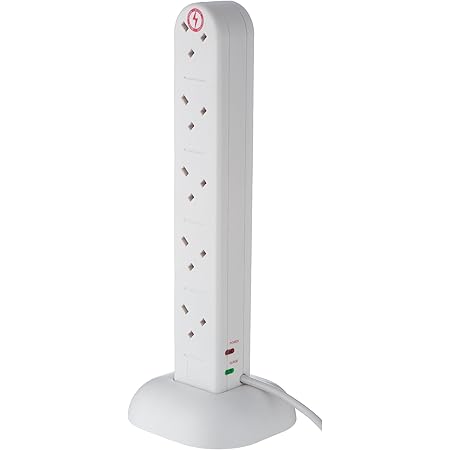 VonHaus Tower Extension Lead - 10 Way Extension Tower with Surge ...