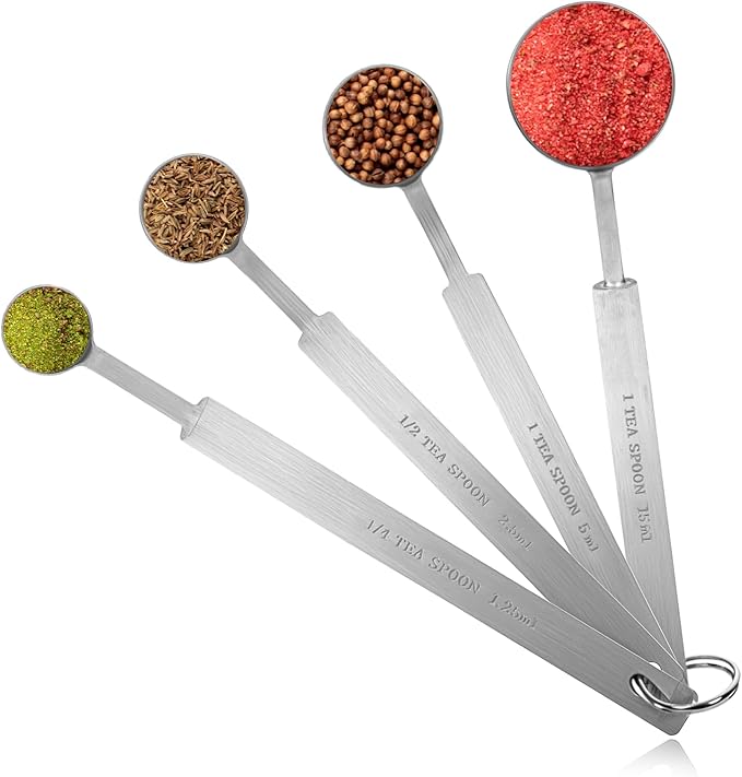 Amazon.com: 4 Pcs Long Handle Measuring Spoons Set Stainless Steel ...