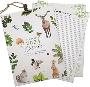 Eco-friendly Luxury Seed Paper Plantable 12 Month Calendar for 2024 ...