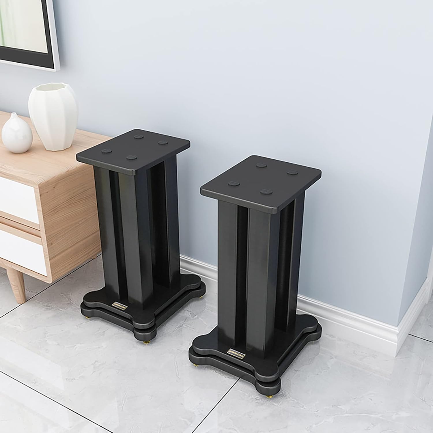 Amazon.com: Speaker Stands,Bookshelf with Double Layer Wooden Platform ...