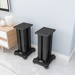 Speaker Stands,Bookshelf with Double Layer Wooden Platform Base, for ...