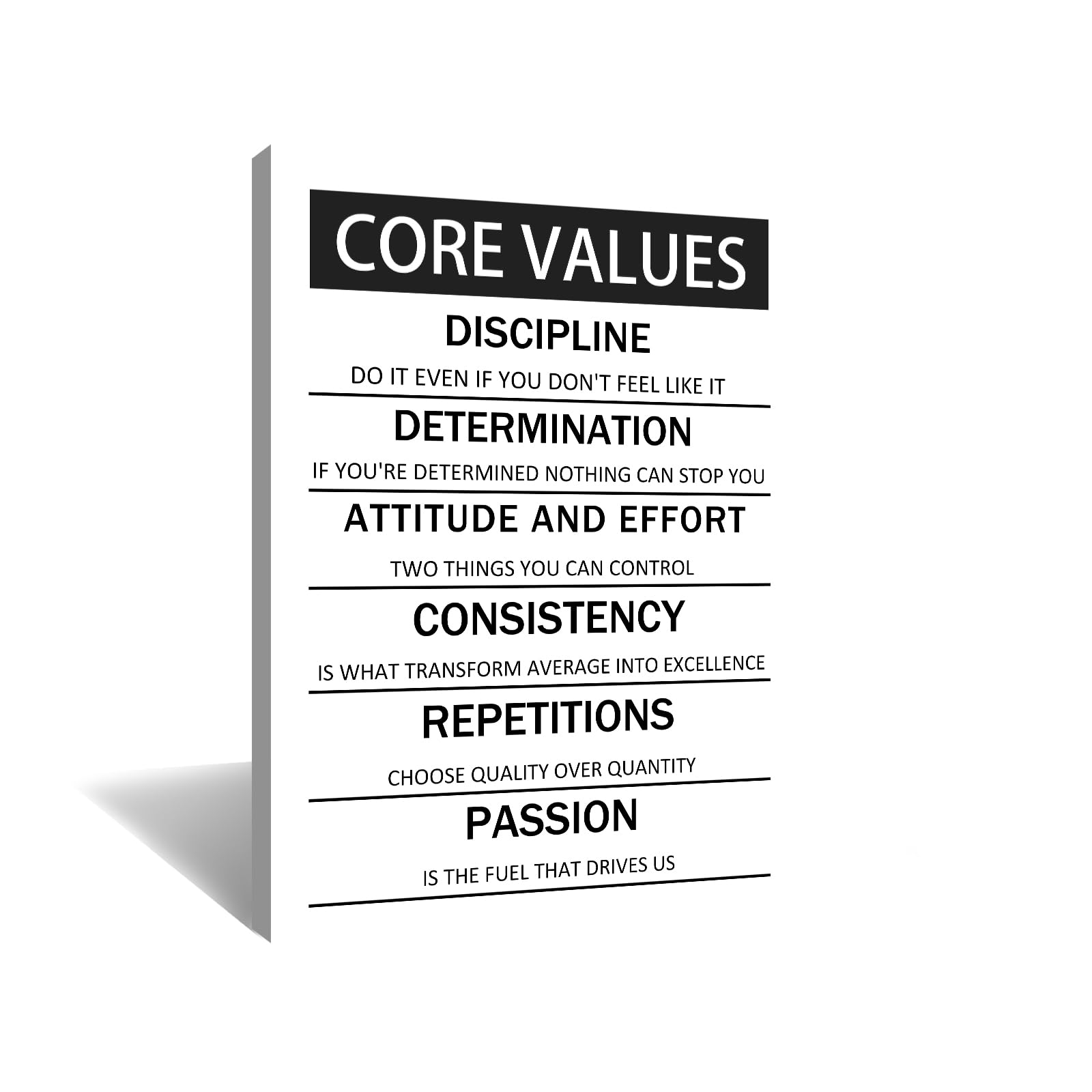 Amazon.com: Core Values Motivational Wall Art Canvas Poster Black and ...