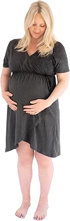 Labor and Delivery Gown, Black Cotton Birthing Gown Elastic Waistband ...
