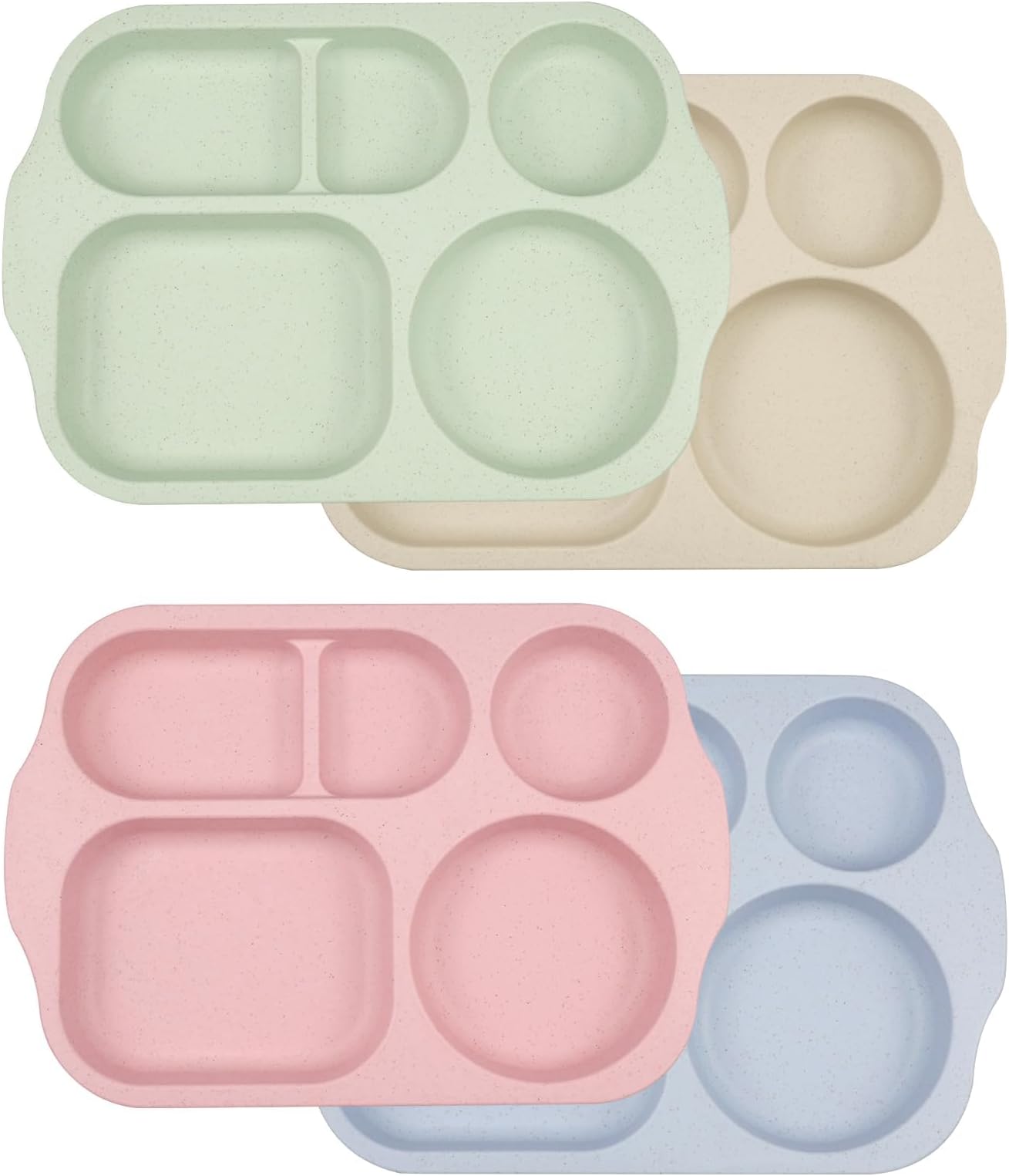 4Pcs Assiettes 5 Compartiments Assiettes Divisées Assiette Compartiment ...