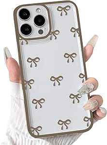 Amazon.com: NITITOP Compatible with iPhone 16 Pro Max Case Cute Clear Brown Durable Ribbon ...