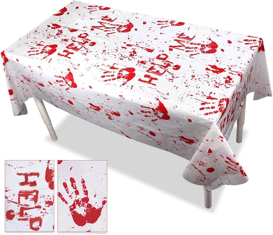 Amazon.com: XMCOSOCS Tablecloth for Halloween, Scary Themed Party ...