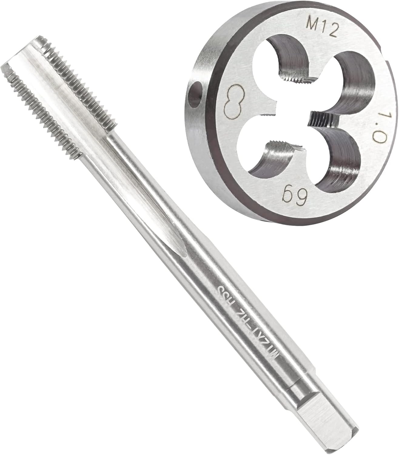 Aceteel M12 x 1.0 Metric Tap and Die Set, M12 X 1.0mm HSS Machine ...