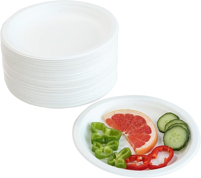 Assiette Jetable Assiette Carton Blanc Biodégradables Sugarcane Bagasse ...