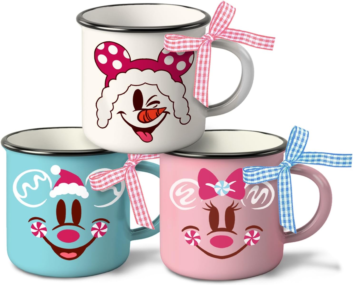 Amazon.com: Paayna Christmas Mini Coffee Mug Set of 3, Blue Pink Xmas 5 ...