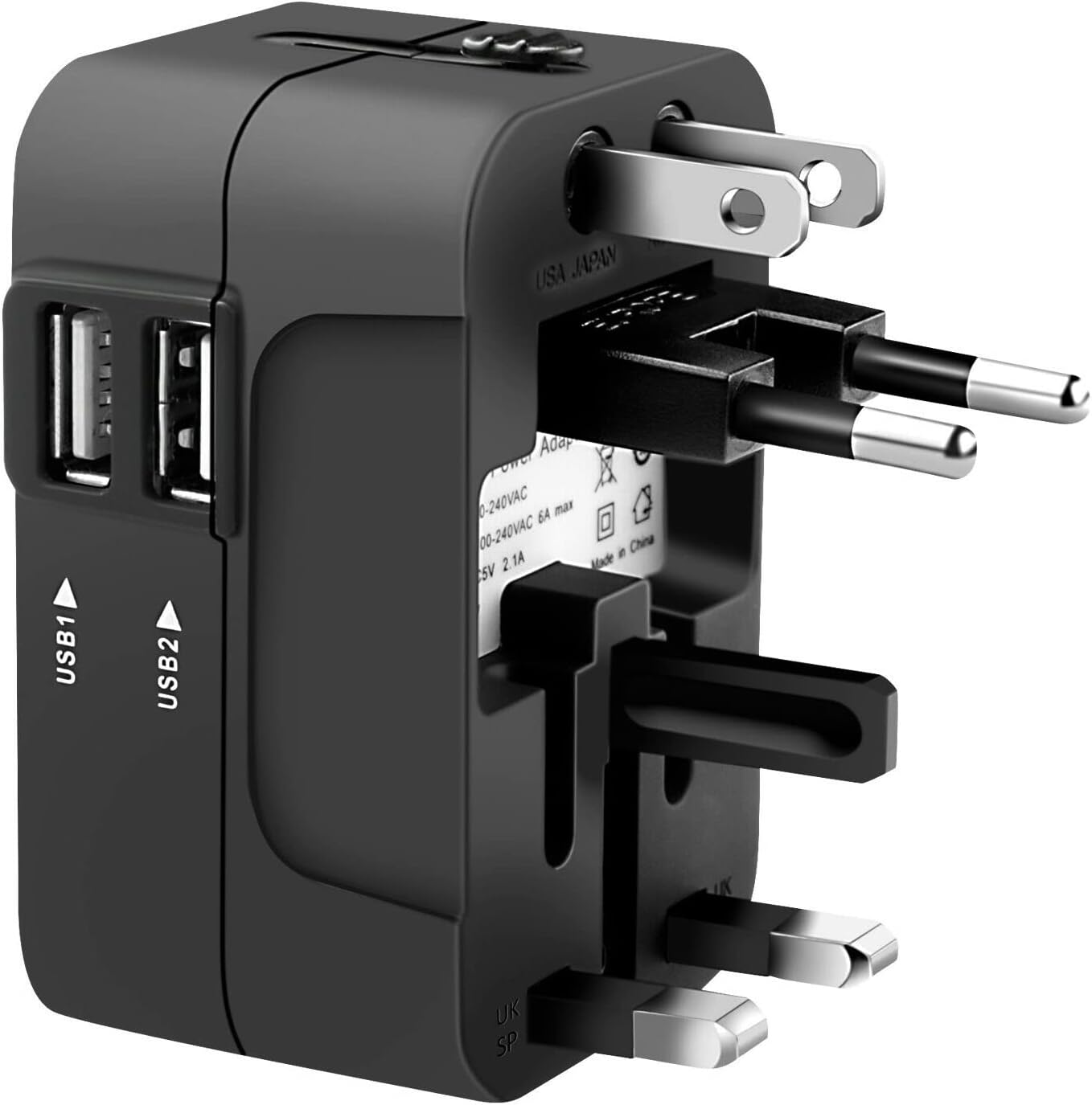 FDTEK Adaptateur Prise Universelle Voyage 4 USB Adaptateur ...