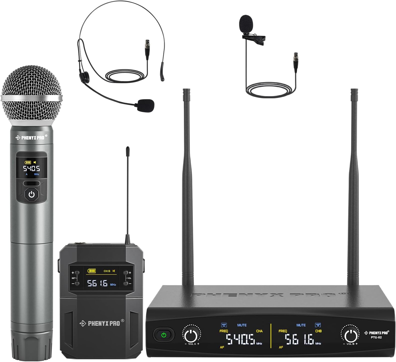 Phenyx Pro Sistema de micrófono inalámbrico, juego de micrófono ...