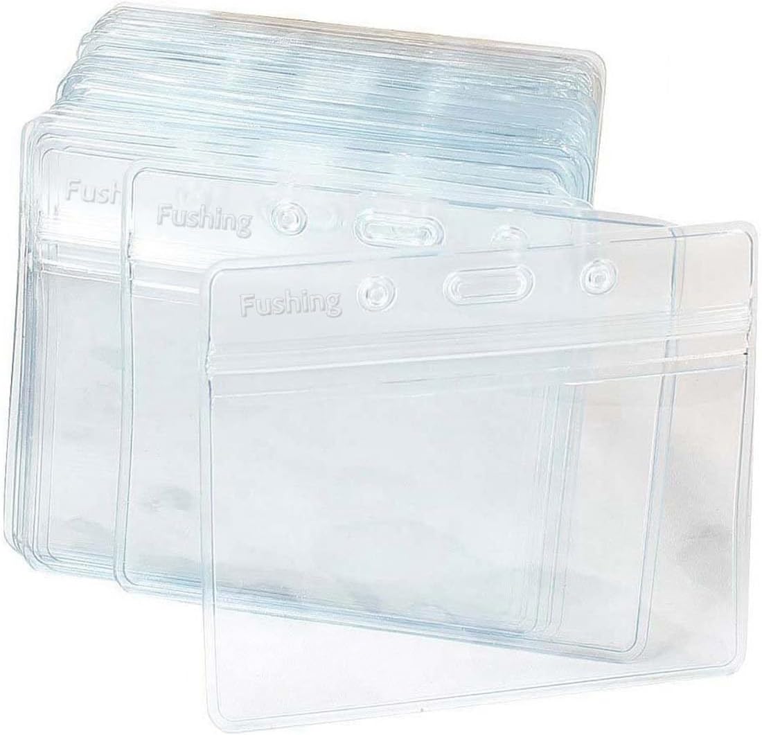 Fushing Clear Plastic Horizontal Name Tag Badge ID Card Holders (100 ...