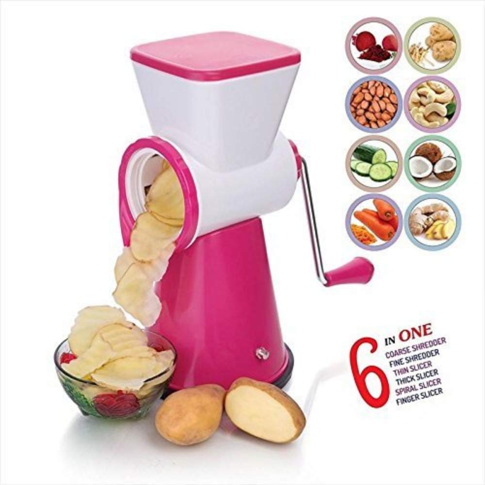Frozen 6 in 1 Plastic Drum Grater, Shredder and Slicer (Multicolour ...