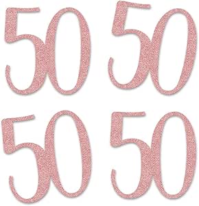 Rose Gold 50 Cut-Out Numbers, 50th Glitter Birthday Party Anniversary ...