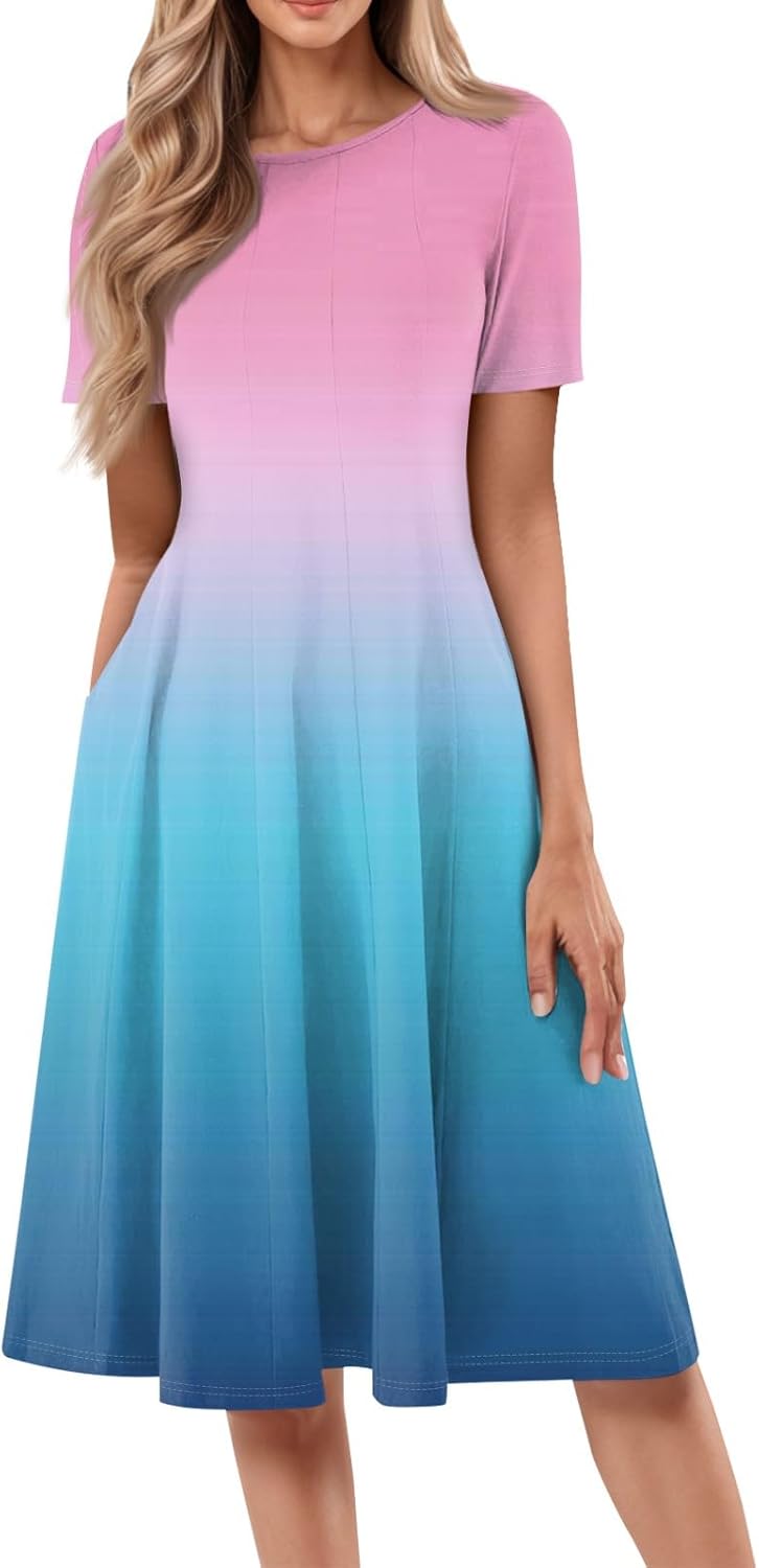 Womens Summer Dresses Summer Womens Dresses Midi Dresses Short Sleeve ...