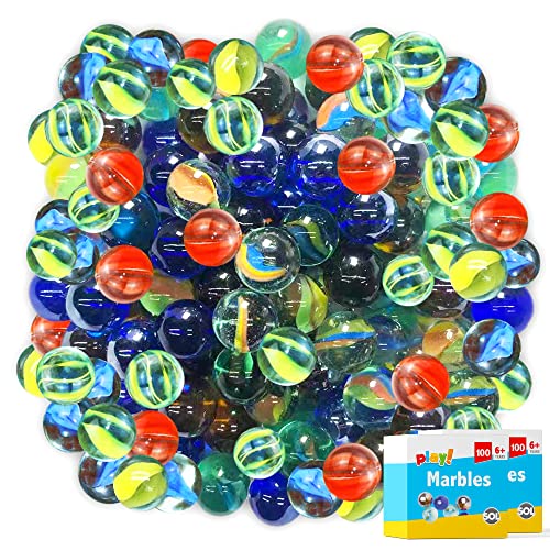200pk Glass Marbles for Kids | Traditional Small Marbles Assorted | Bag ...