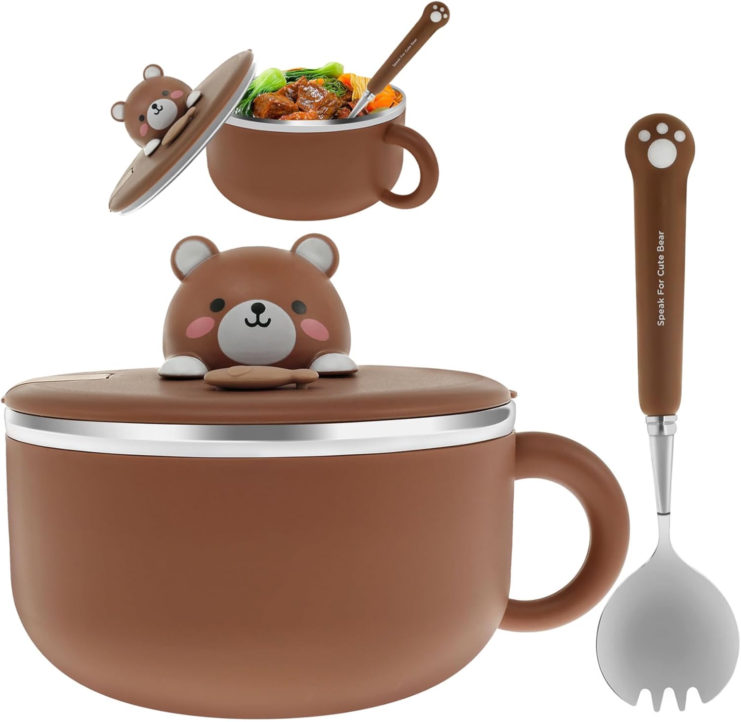 Amazon.com: Wowmcrushiss Ramen Bowl with Lid and Fork, 1200ml Heat ...
