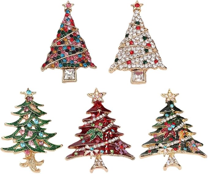 Amazon.com: GINTBN 5Pcs Christmas Pins and Brooches, Christmas Tree ...