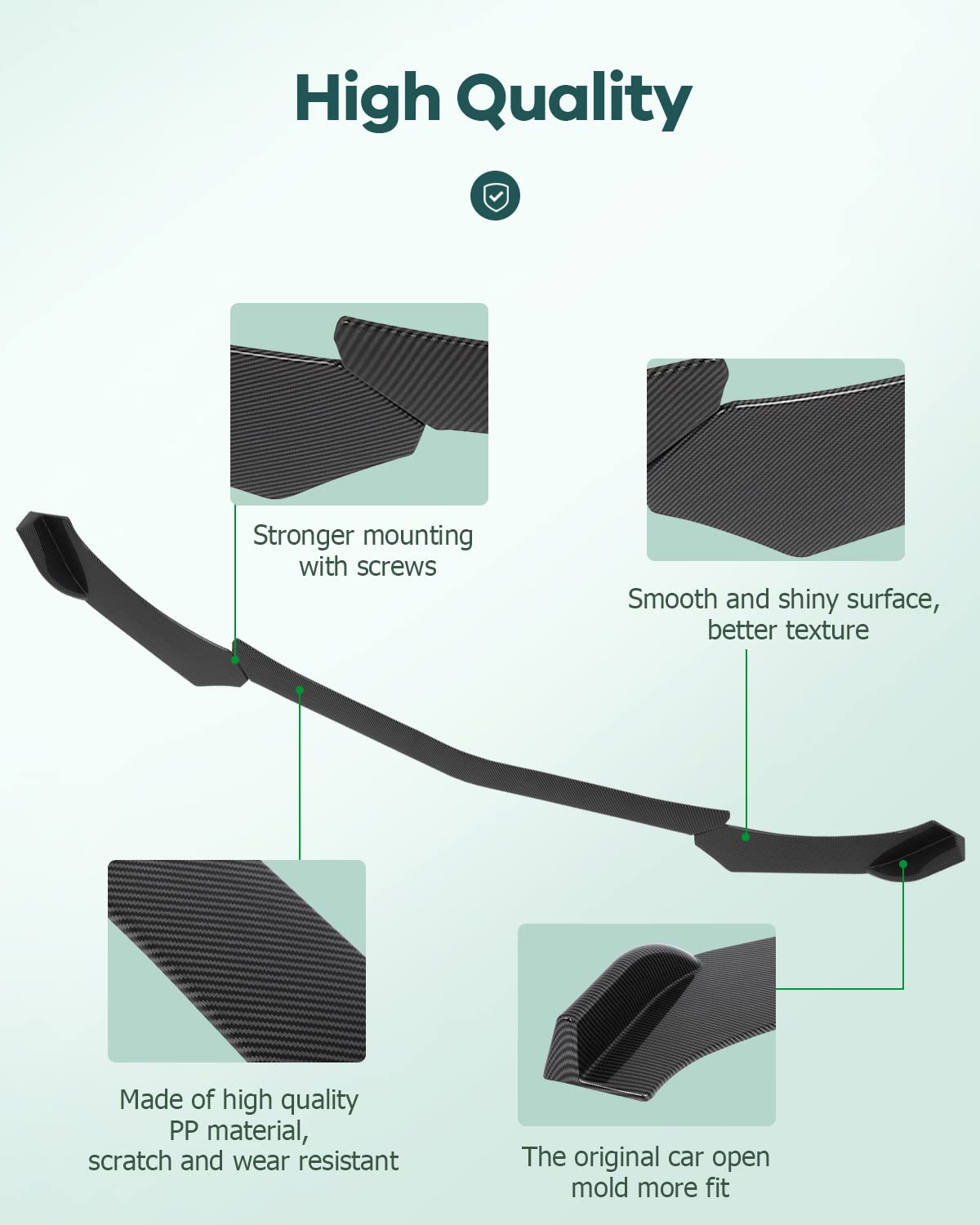 Bumper Protection Universal Carbon Look Front Bumper Lip - PP Material ...