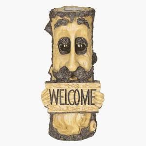 Amazon.com : Solar Welcome Loghead Lighted Yard Decoration 99053 ...
