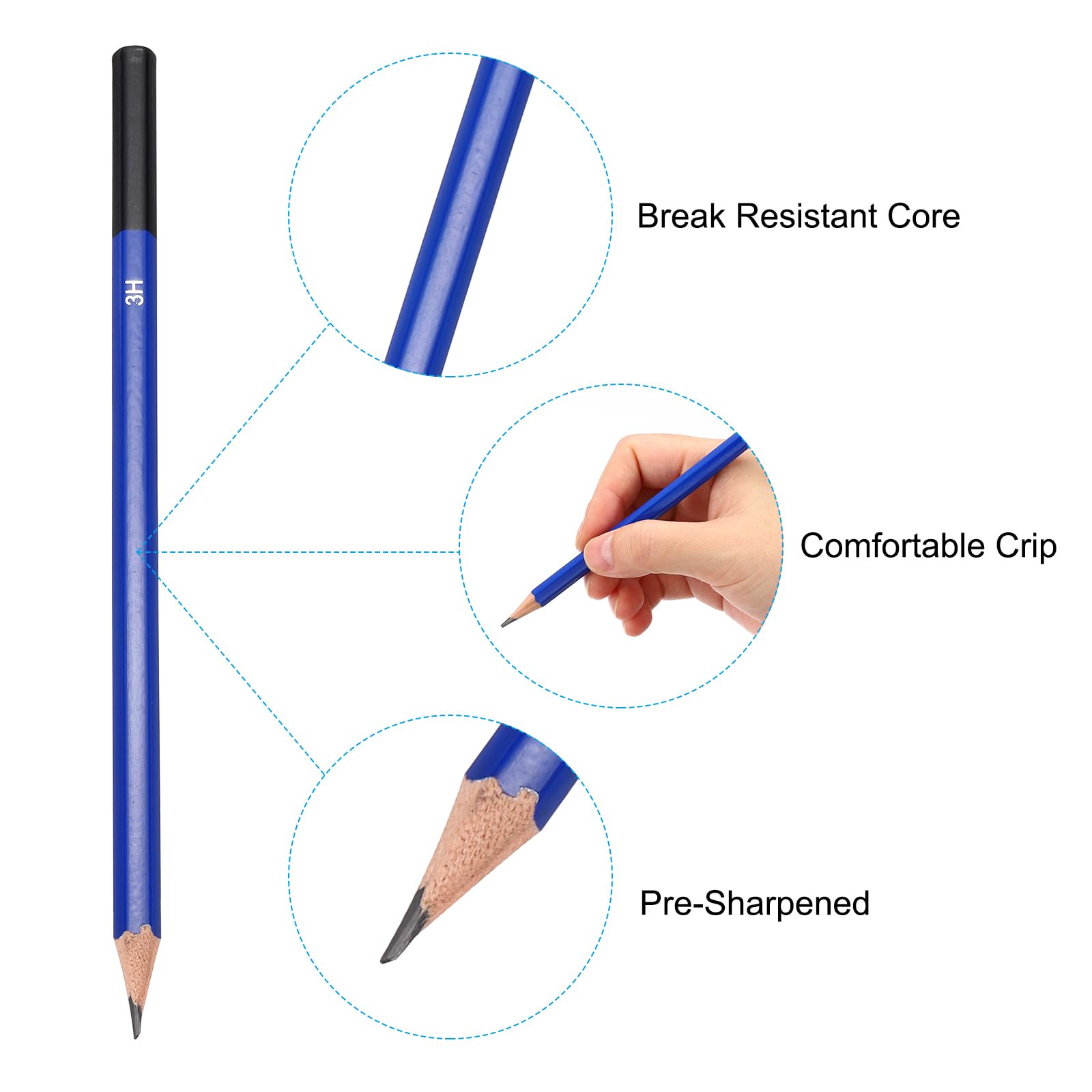 PATIKIL 3H Drawing Pencils for Sketching, 12PCS Sketch Pencils for ...