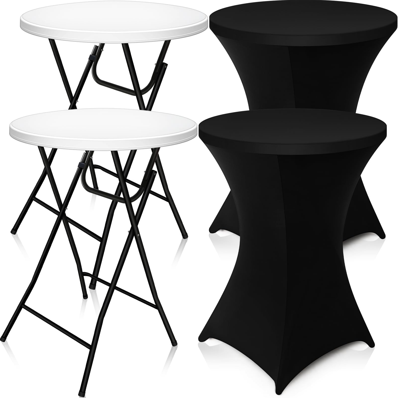 Amazon.com: Wenqik 2 Set 32'' High Top Table Round Folding Table ...