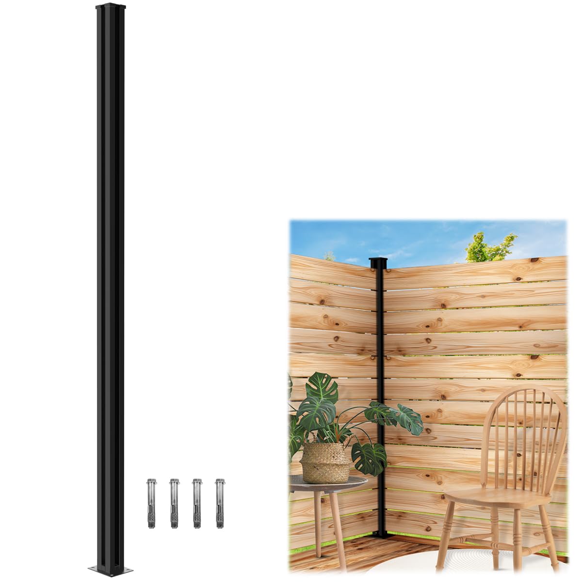 Snapklik.com : 1 Corner Post For 6ft Outdoor Privacy Fence Panels ...